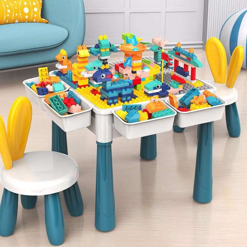 In Stock Blocks Table And Chairs Lego Blocks Toys For Kids DYI Game Set ...