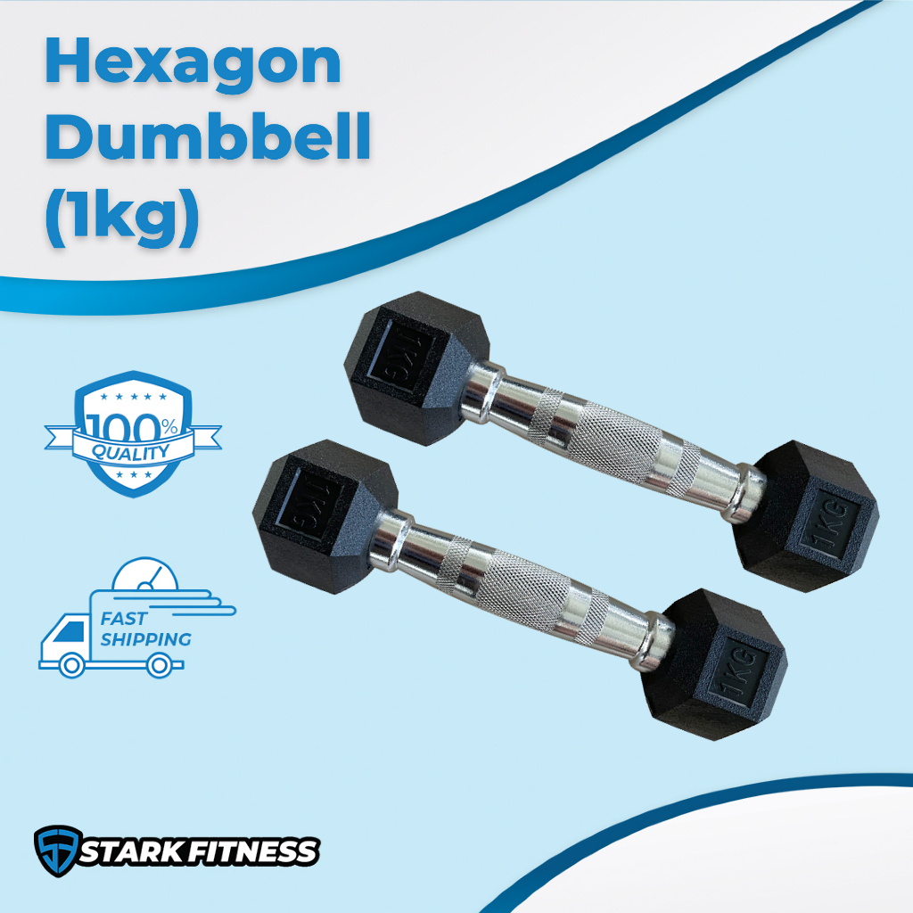 STARK FITNESS Hexagon Rubber Dumbbells 1kg, 2kg, 3kg, 4kg, 5kg (Sold Per Pair) | Shopee Philippines