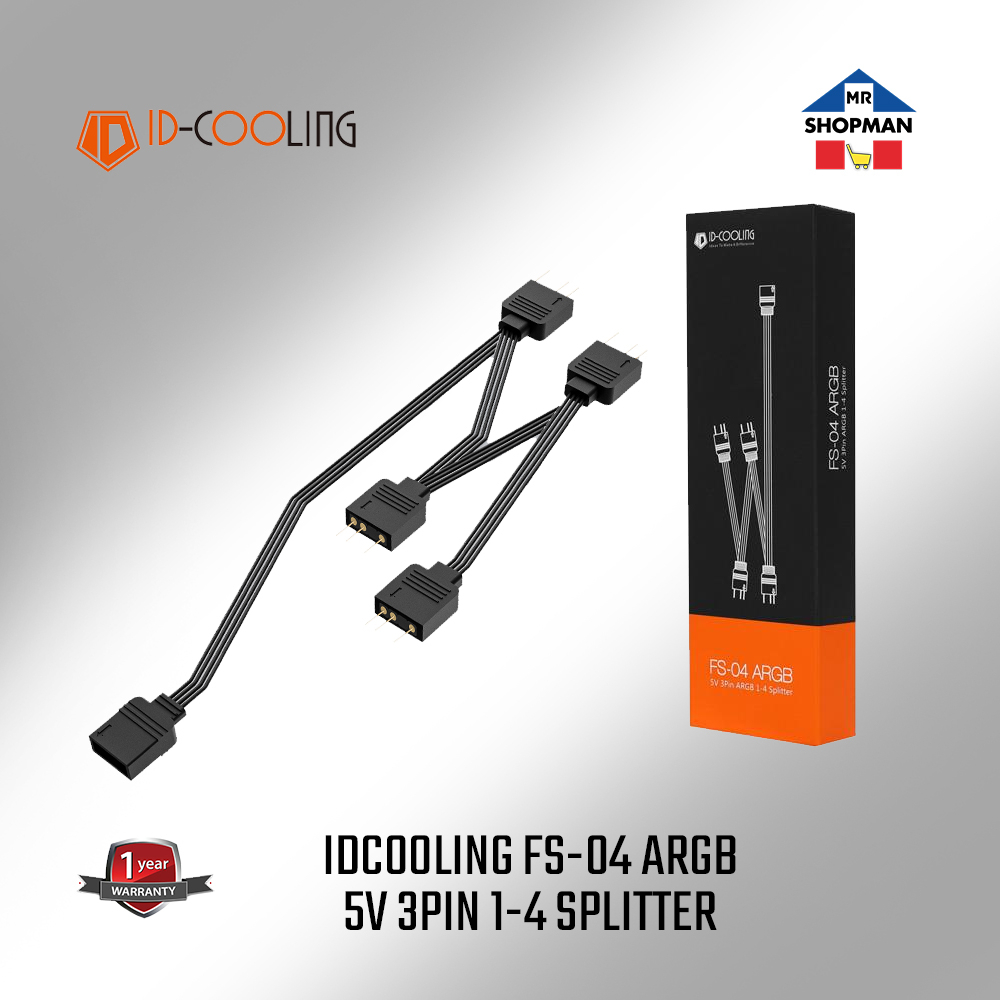 ID Cooling FS-04 ARGB 5V 3Pin ARGB Splitter Cable 1 in 4 out FS04 Idcooling | Shopee Philippines
