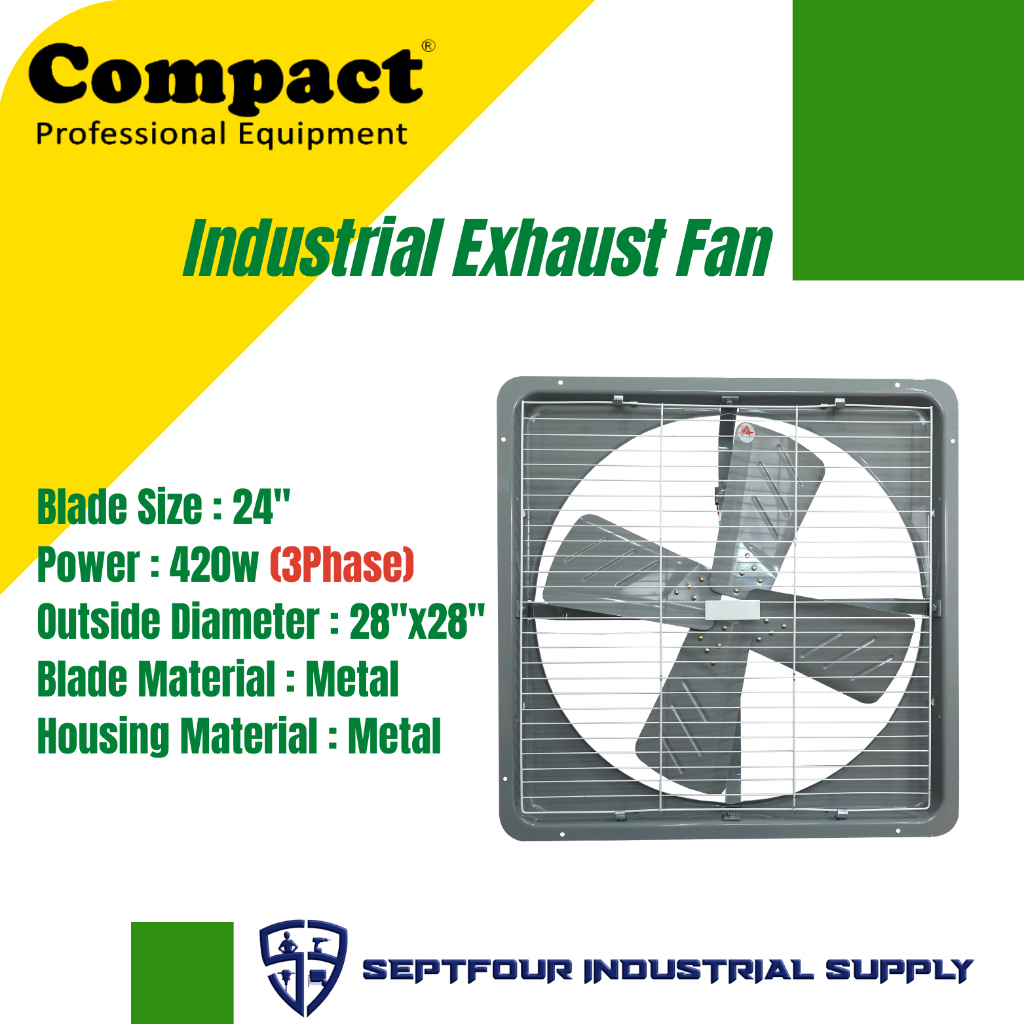 Compact 24" 420W (THREE PHASE) Reversible Industrial Exhaust Fan - Made ...