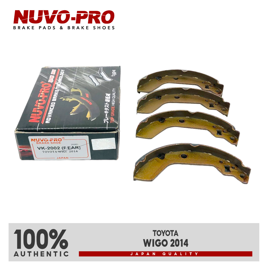 Nuvo-Pro Rear Break Shoe Toyota Wigo 2014 VK-2002 1 Set | Shopee ...