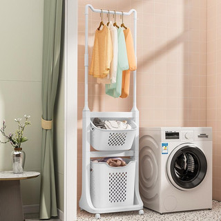 Laundry Basket With Wheels Bathroom Multi-layer Clothes Storage ...