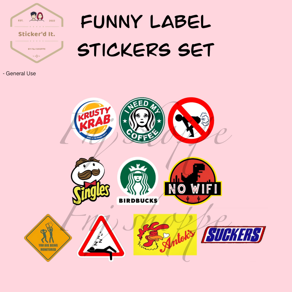 Funny, Hilarious Labels Stickers for Laptops, Cars, Water Bottles ...