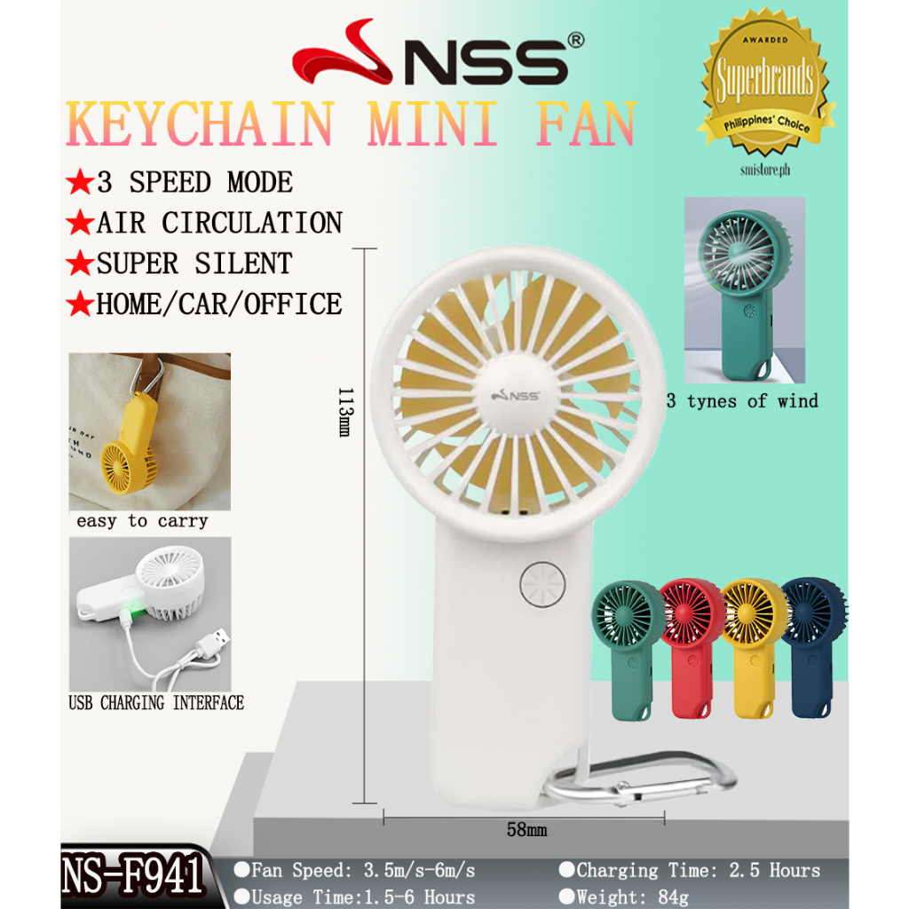 NSS Hand Fan Rechargable Mini Electric Fan USB Fan 3 Speed Handy Fan ...