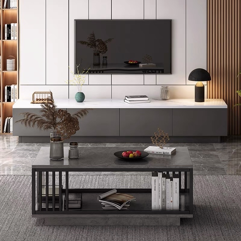 TV Rack Cabinet MarbleTexture Board TV Cabinet With Drawer TV Stand ...