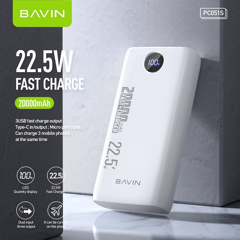 BAVIN 20000mAh Digital Display 22.5W Powerbank Fast Charging Power Bank ...