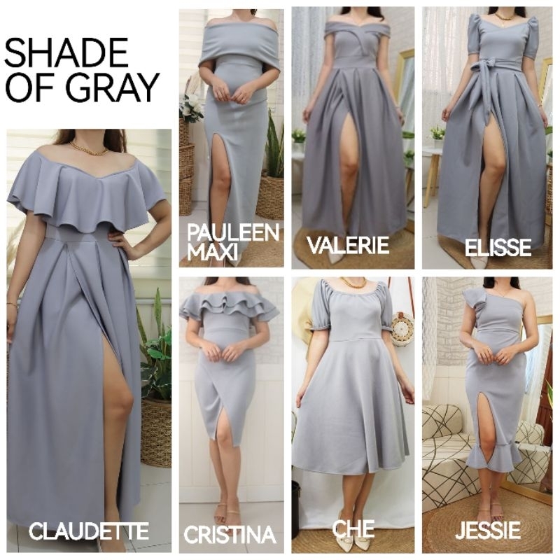 LIGHT DARK GRAY Filipiniana Gown with Slit | Bridesmaid, Ninang ...