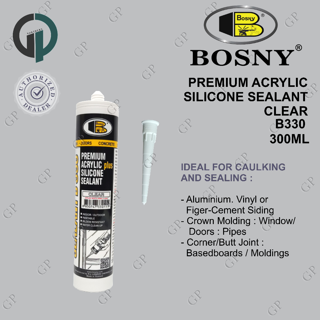 Bosny B330 [CLEAR] Premium Acrylic Plus Silicone Sealant 300ml - GP Northern | Shopee Philippines