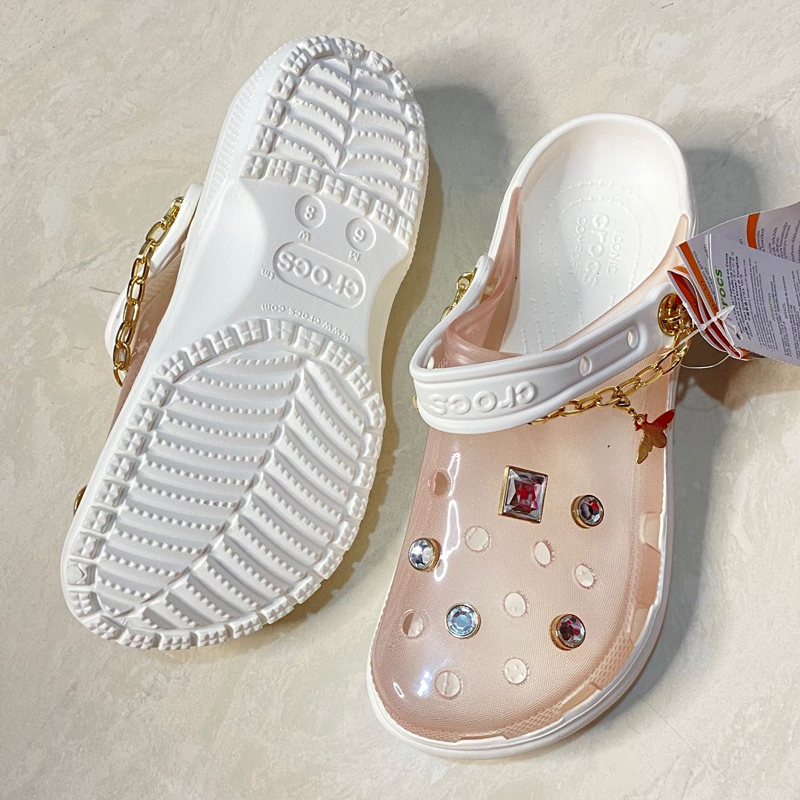 Crocs White Translucent Platform Clogs Lightweight Beach Sandals For Women | Shopee Philippines