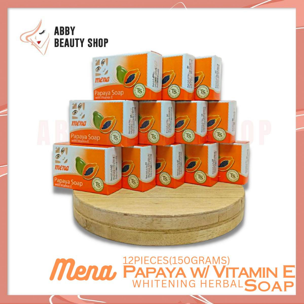 Mena Soap Papaya 12pcs 150g whitening smooth skin anti aging | Shopee ...