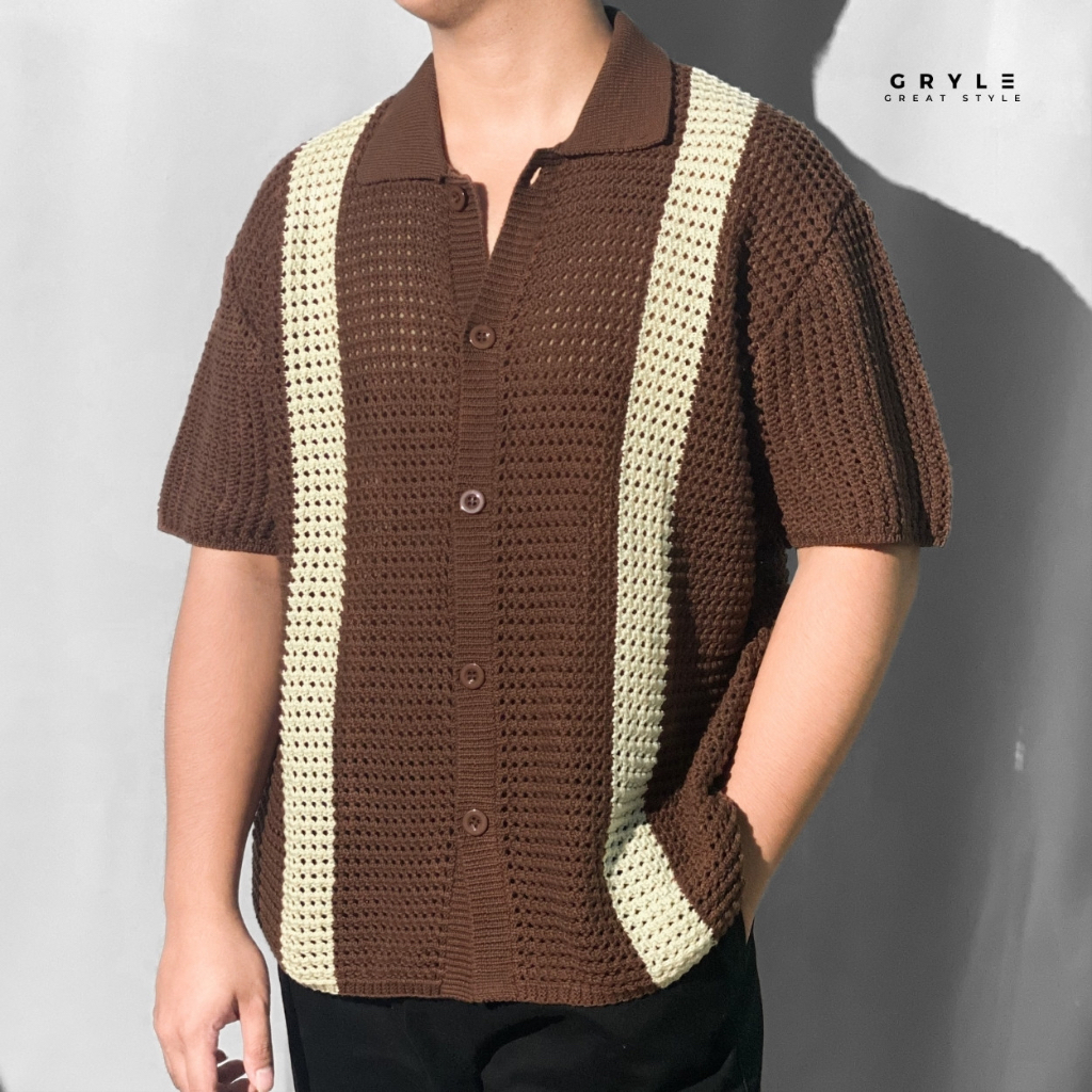 Crochet Knit Button Down Polo | Gryle Apparel | Shopee Philippines