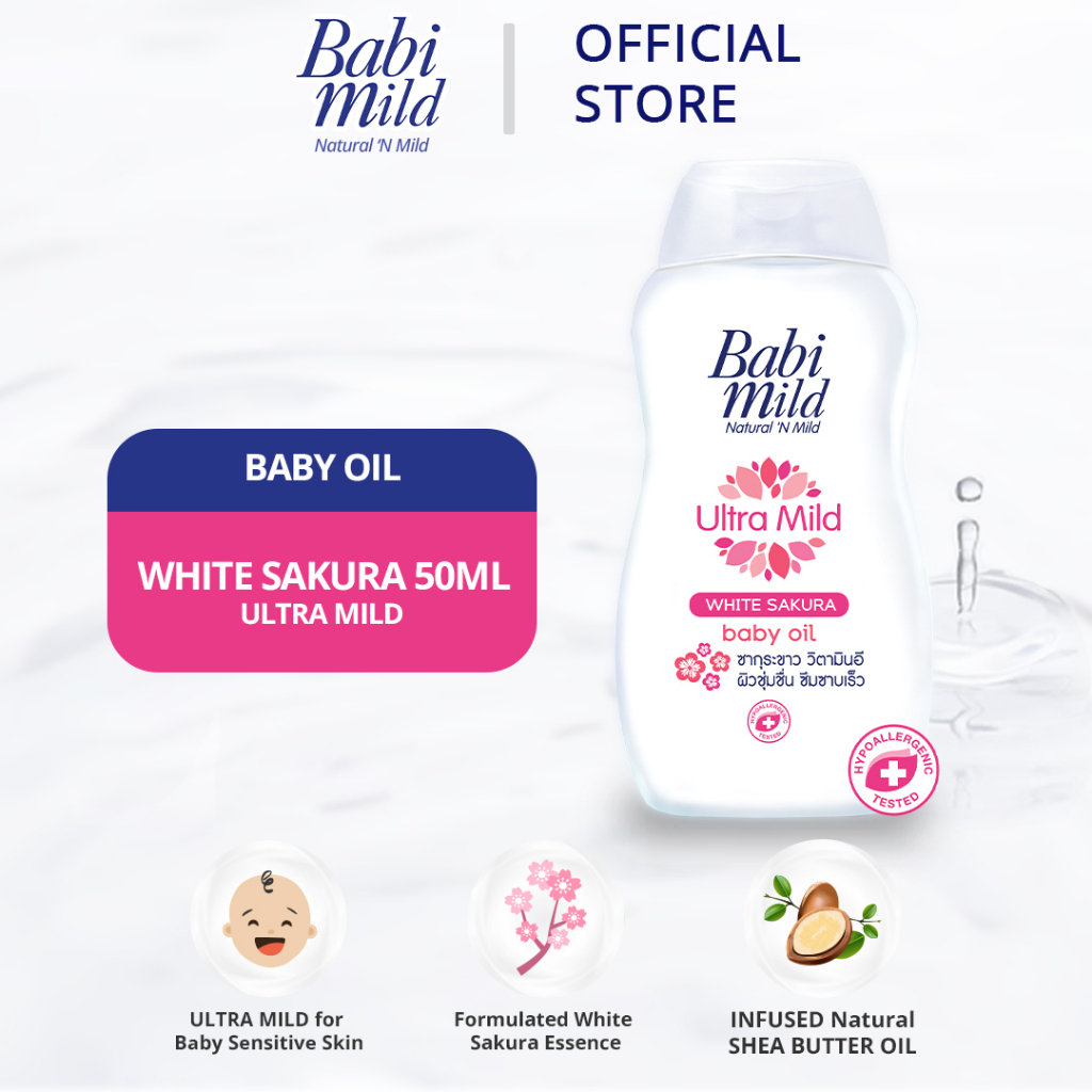 Babi Mild Baby Oil ULTRA MILD White Sakura 50ml - Natural N' Mild ...