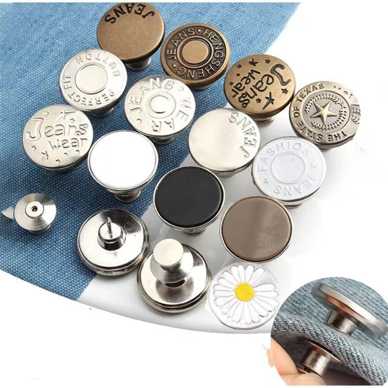 Detachable Metal Waist Buttons With Flowers Patterns Metal Pants Button ...