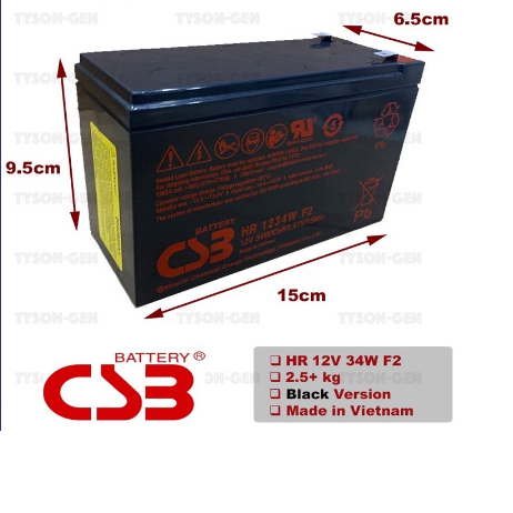 Csb Ups Battery 12 Volts Rechargeable 12V 34W 9Ah Hrl 1234W F2 | Shopee ...