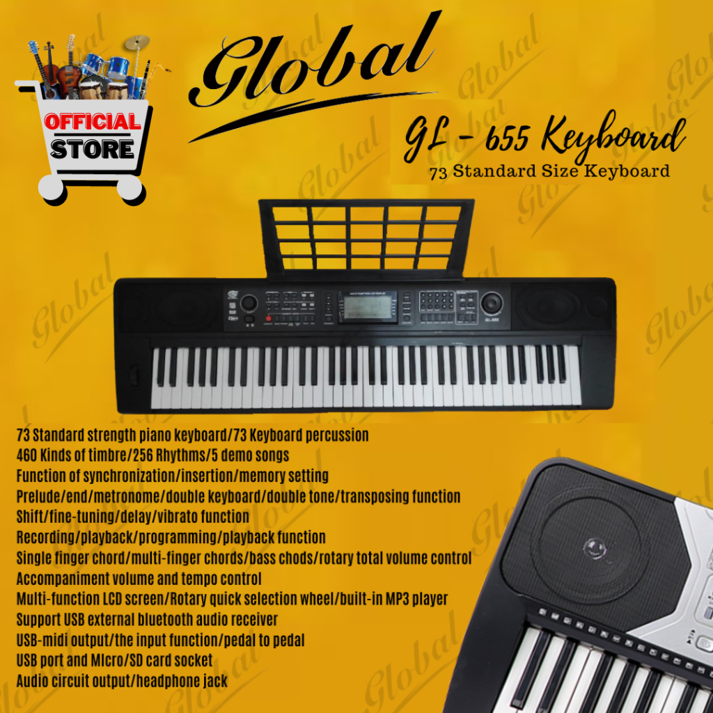 GLOBAL KEYBOARD - 73 WEIGHTED KEYS GL 655 (WITH FREE KEYBOARD BENCH ...