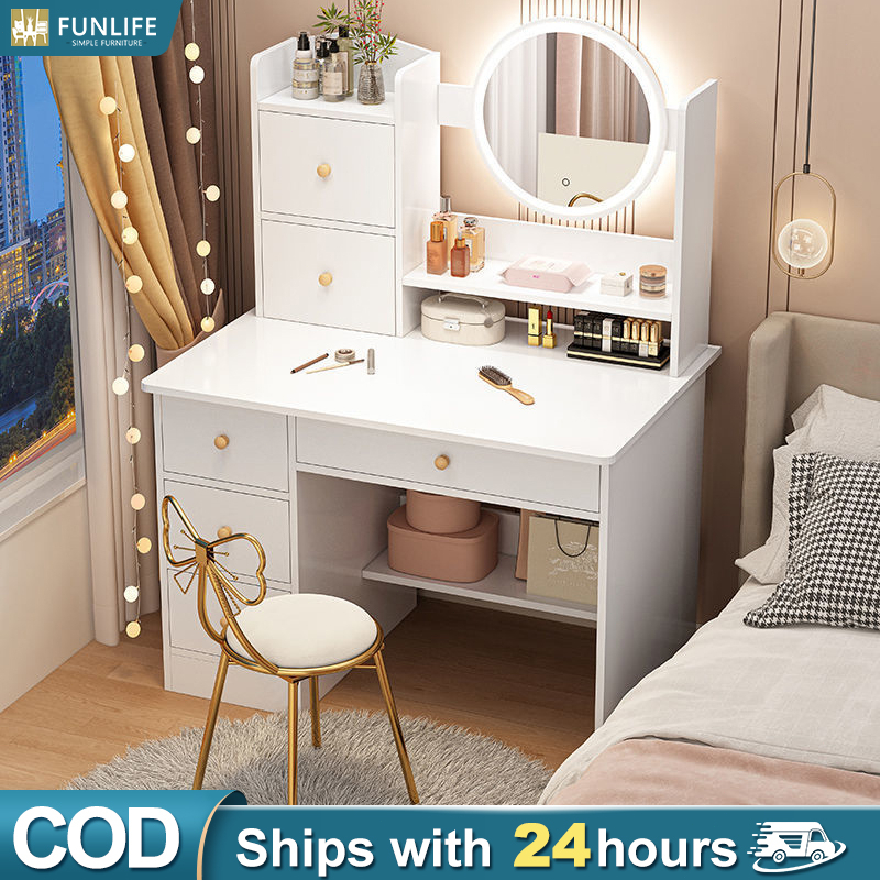 【LED】Vanity Mirror Vanity Table With LED Mirror Vanity Mirror Dresser ...