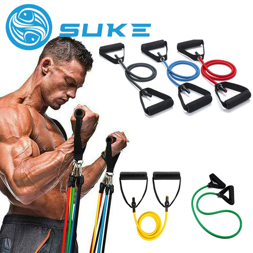 SUKE 120cm Elastic Resistance Band with Handles Yoga Pull Rope Fitness ...