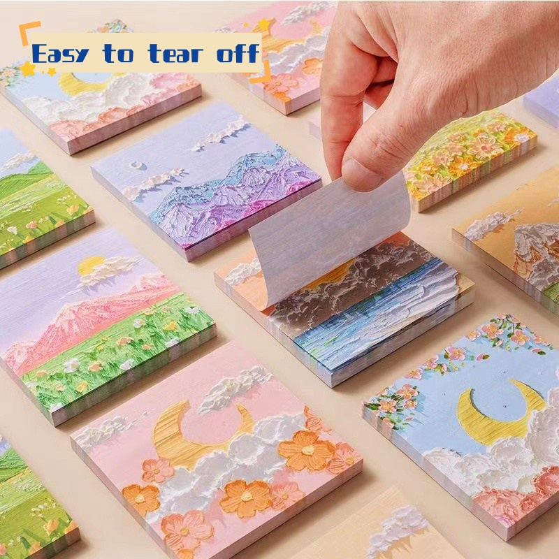 80 pcs oil painting notepad landscape three-dimensional Charming loose ...