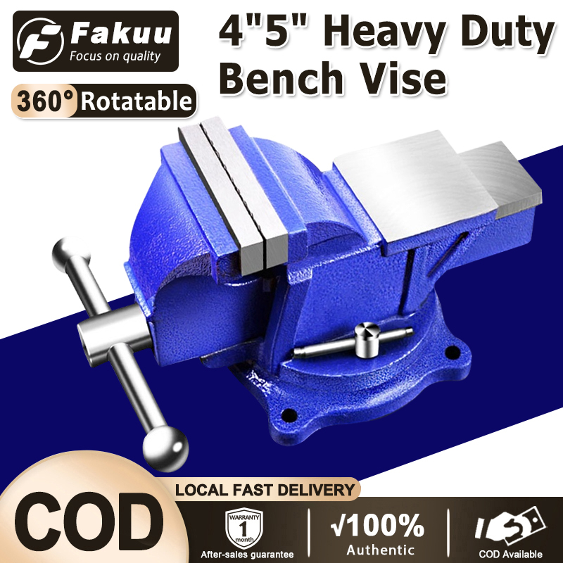 Bench Vise 4" 5" With Anvil Clamp Tool Gato 360° Rotating Cast Iron ...