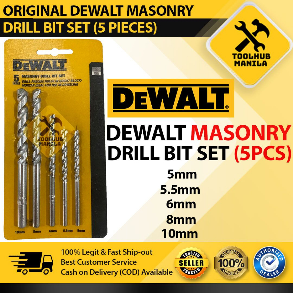 Dewalt 5 Pcs Masonry Drill Bit Set For Concrete Brick Block