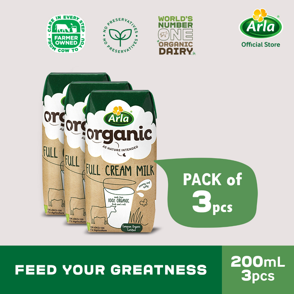 Arla Organic Full Cream Milk 200ml 3-Pack | Shopee Philippines