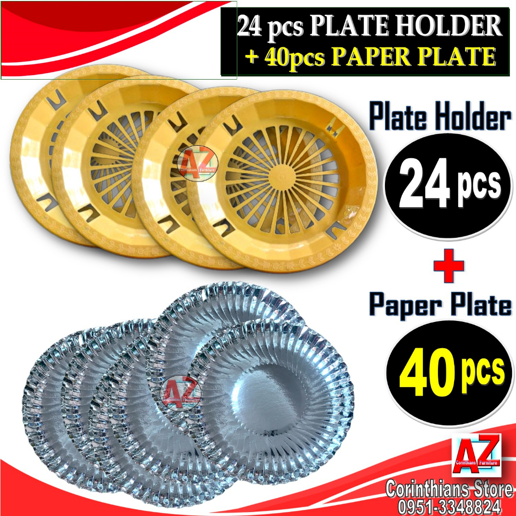 TIPID BUNDLE- Paper Plate Holder SET 24 pcs + 40 pcs Paper Plate ...