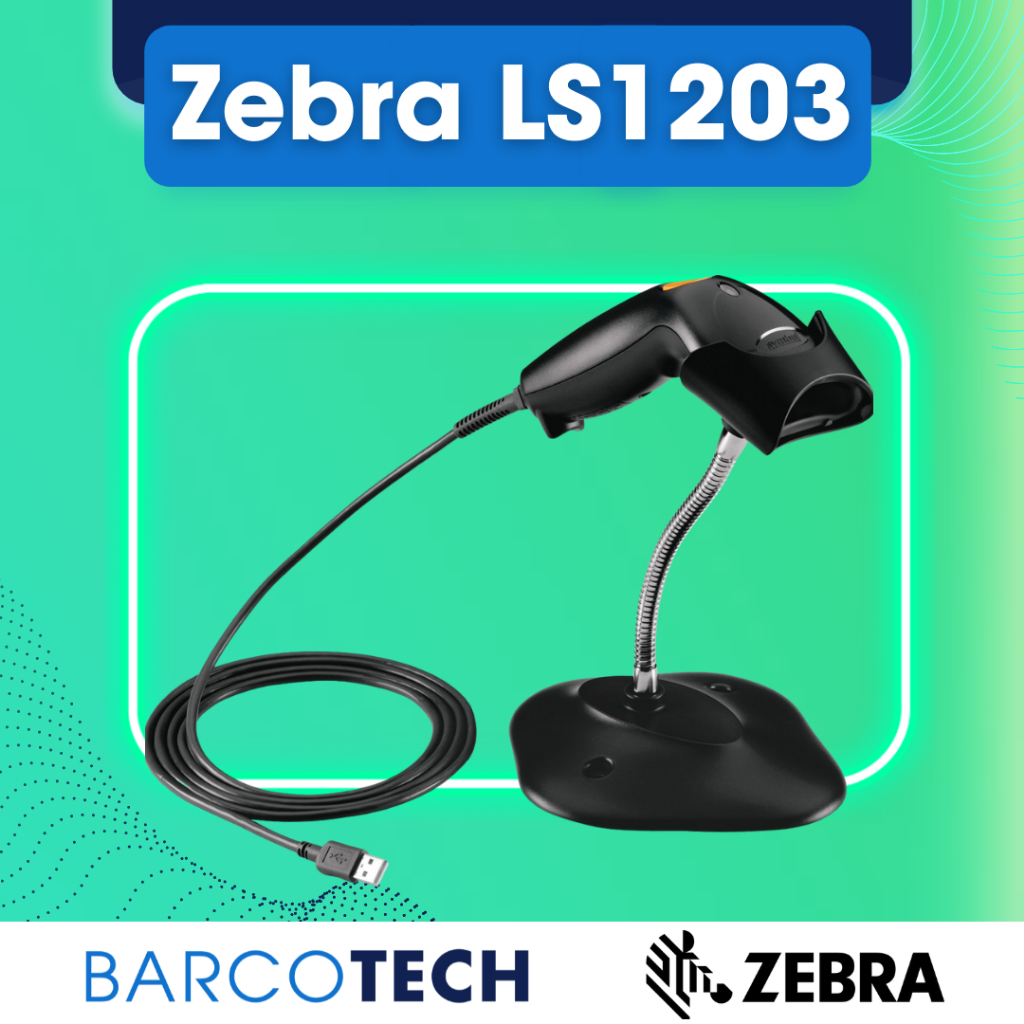 BARCOTECH Zebra LS1203 Handheld Barcode Scanner 1D Corded w/ Stand | Shopee Philippines