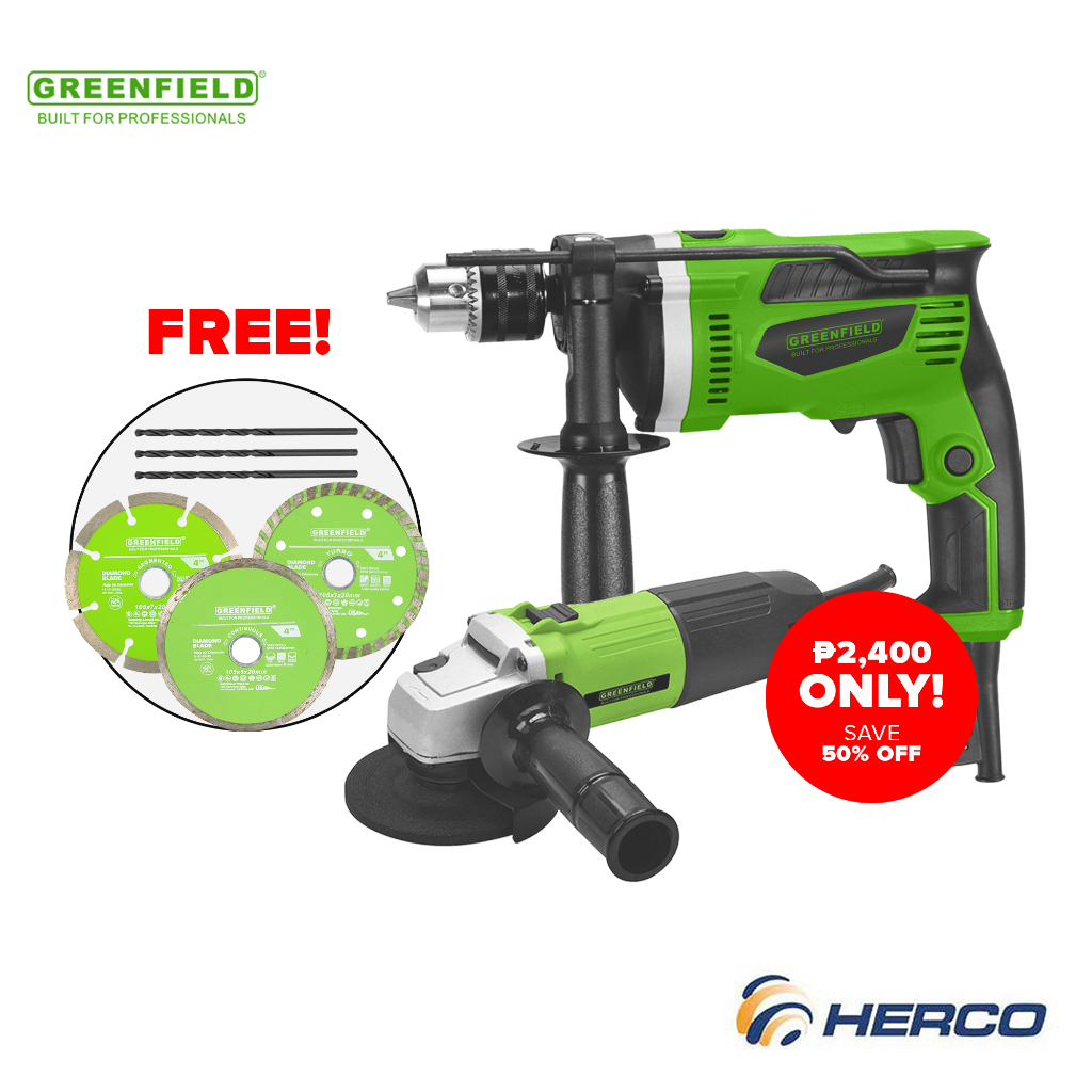 Online Exclusive Greenfield Impact Drill 600W + Angle Grinder 540W ...