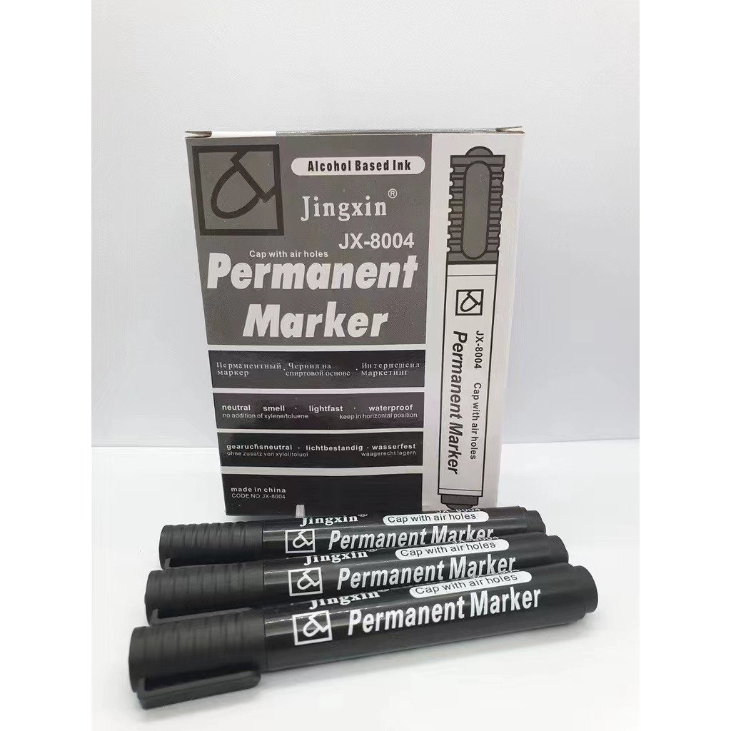 Jingxin JX #8004 12pcs Permanent Marker Bullet Tip Pentel Pen Black ...