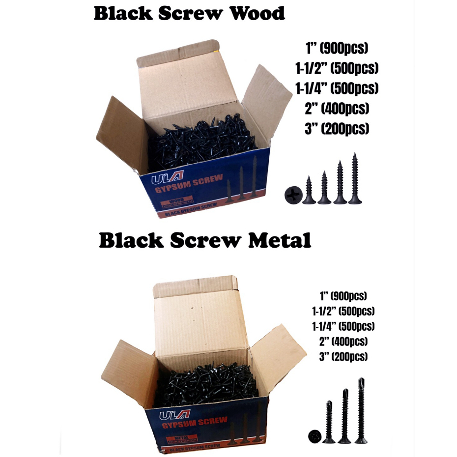 Black Screw for Wood & Metal per BOX (ULA) | Shopee Philippines
