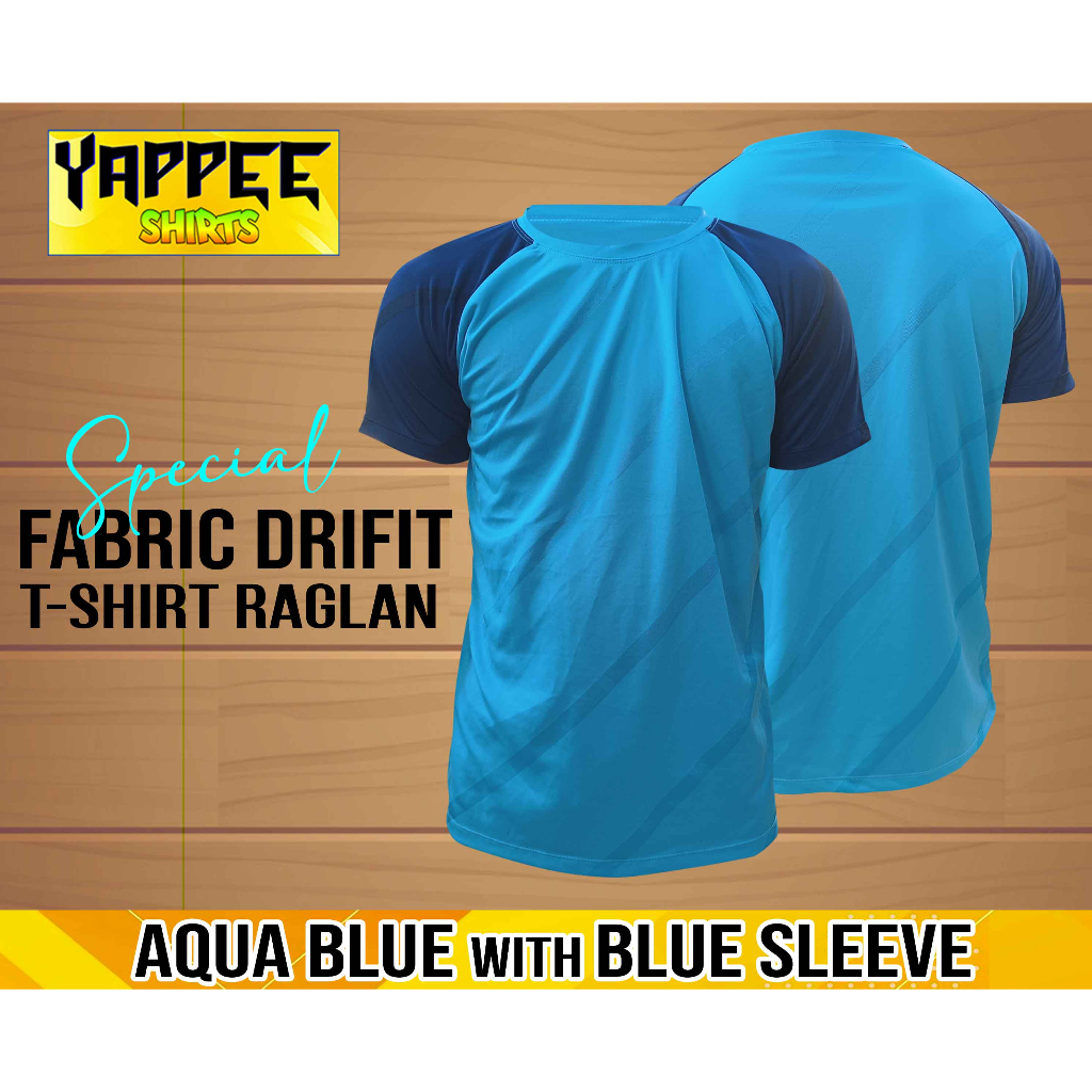 Raglan Special fabric Drifit Aqua Blue with Blue Sleeve | Shopee ...