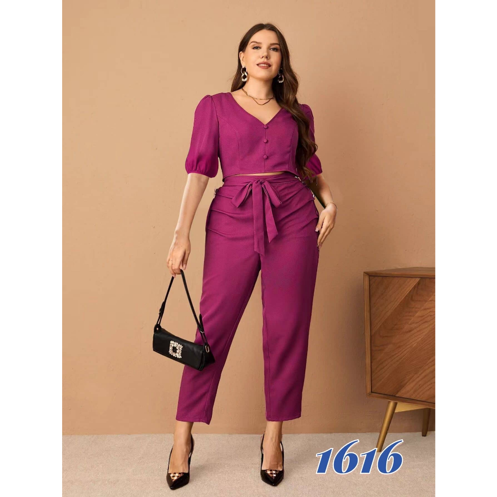 Fashion terno plus size set for women ( top and pants ) | Shopee ...