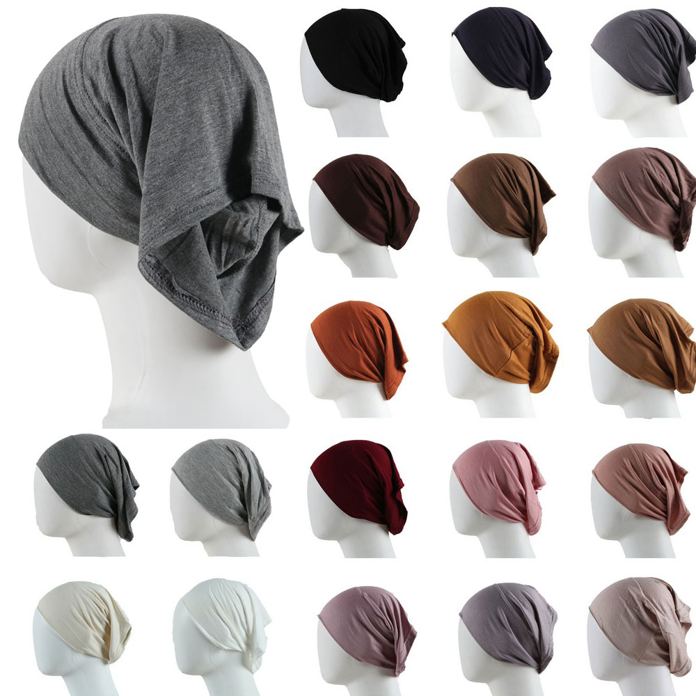 Soft Modal Muslim Turban Hat Inner Hijab Caps Islamic Underscarf Bonnet ...