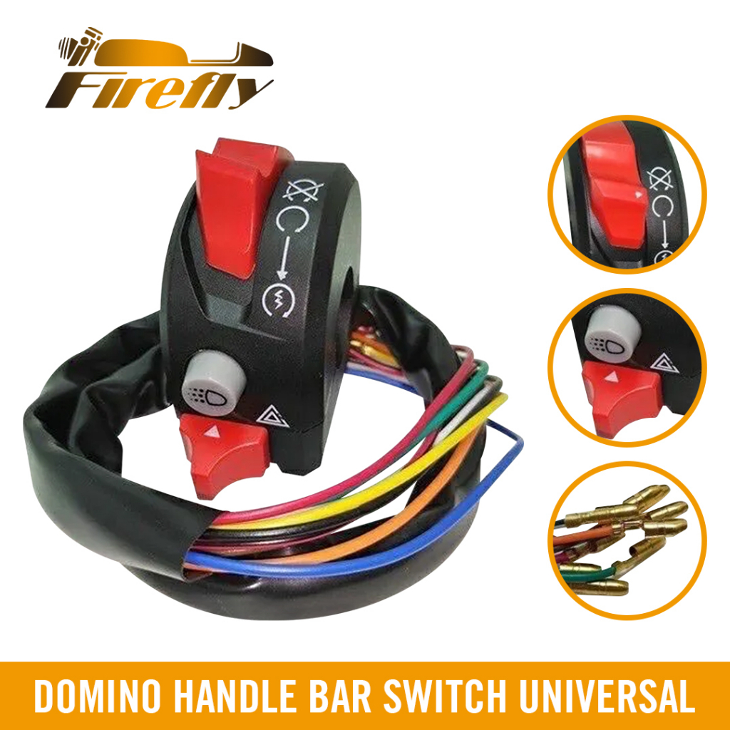 Domino Handlebar Switch Right Side Push Start High & Low with Hazzard ...