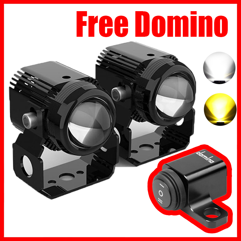 2PCS Color Mini Motorcycle Driving Lights White+Yellow Pair with ...