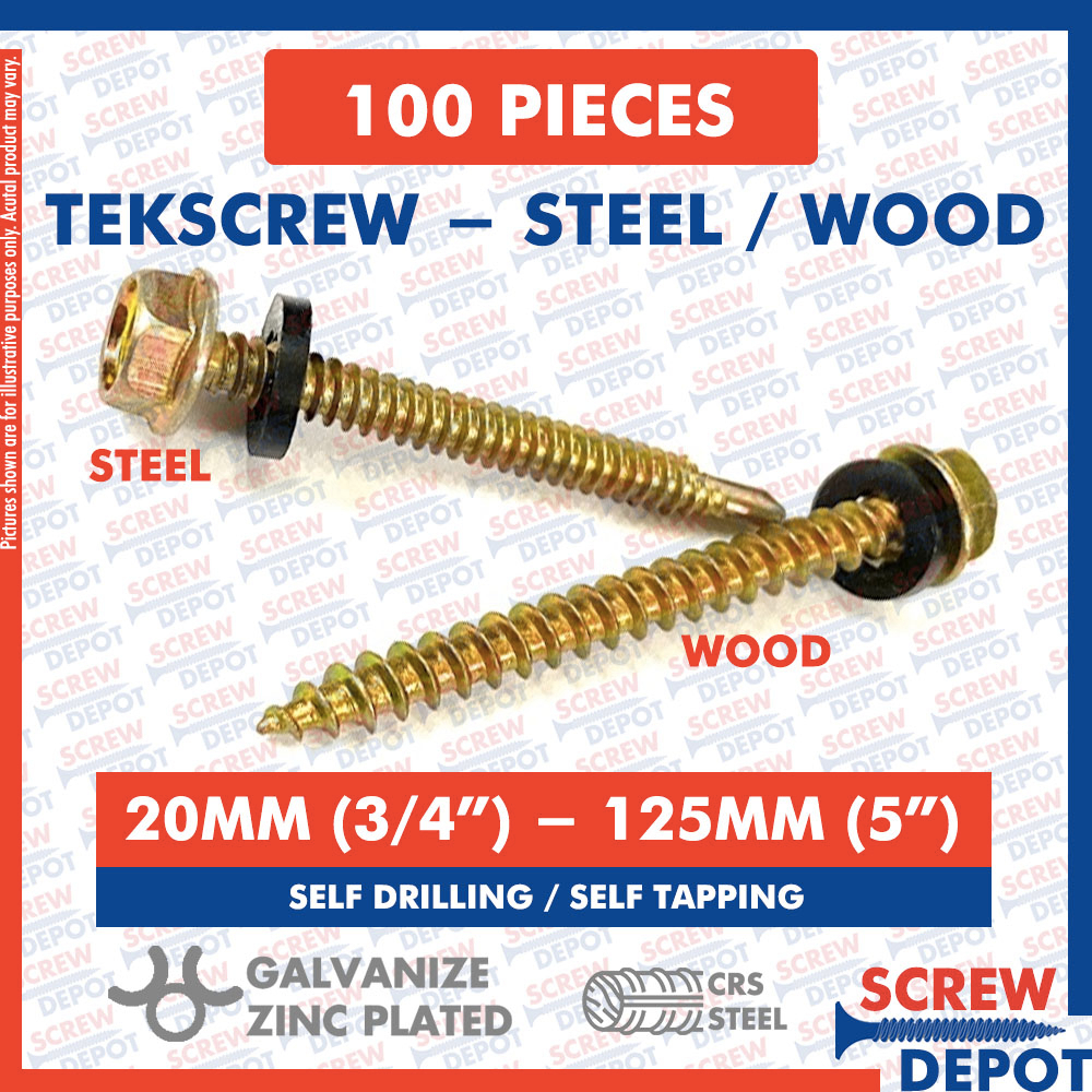 100PCS Tekscrew or Tek Screw for Wood Metla Self Drilling Self Tapping ...