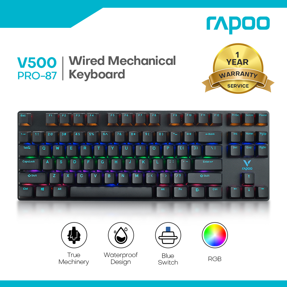 Rapoo V500 Pro Gaming Mechanical Keyboard RGB LED Breathing Backlit | Shopee Philippines