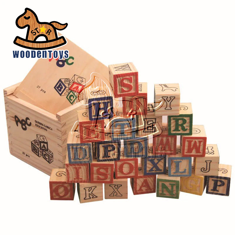 ABC Wooden Blocks for Toddlers 48 Wood Alphabet Blocks Montessori ...