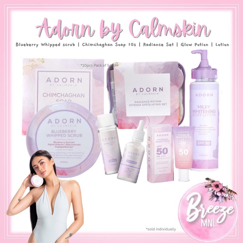 ADORN By Calmskin Blueberry Whipped Scrub Chimchaghan Soap Sunscreen or ...