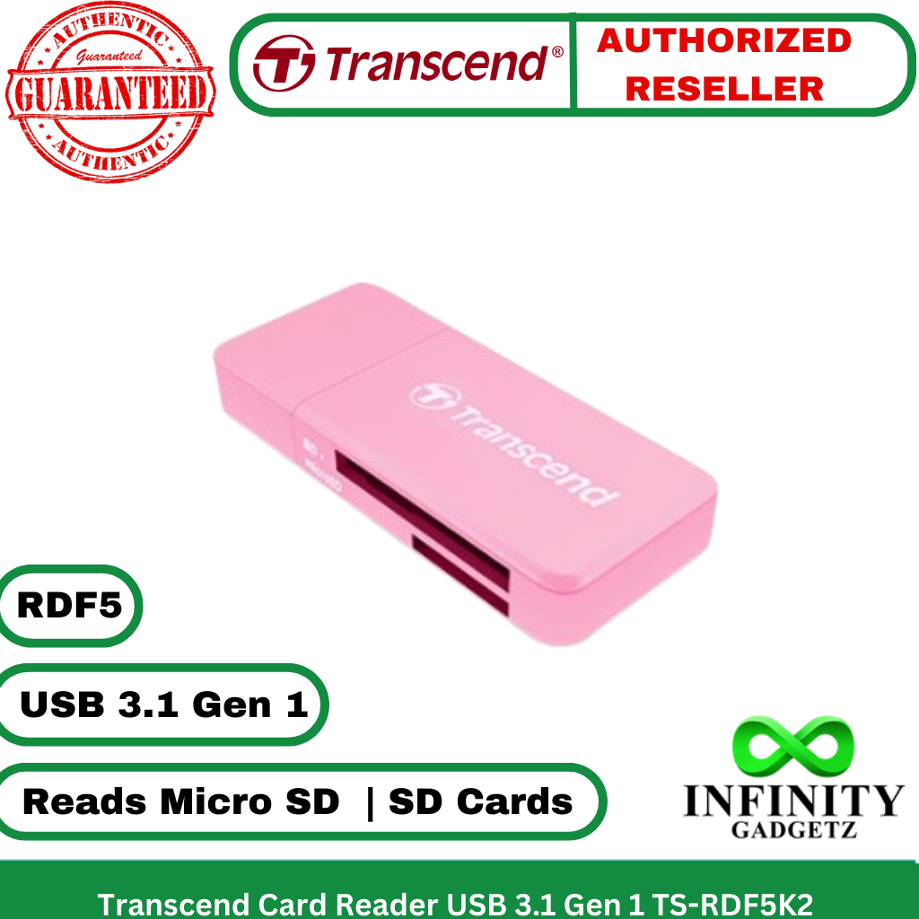 Transcend RDF5 USB 3.1 Gen 1 High Speed Card Reader SD and Micro SD ...