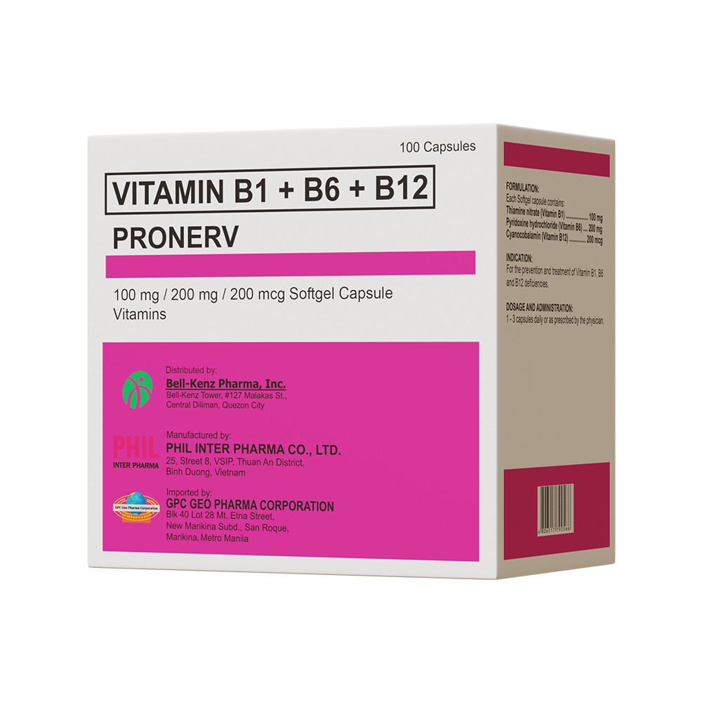 Pronerv Soft Gel Capsules Vitamin B 100/200MG/200MCG 100 capsules ...