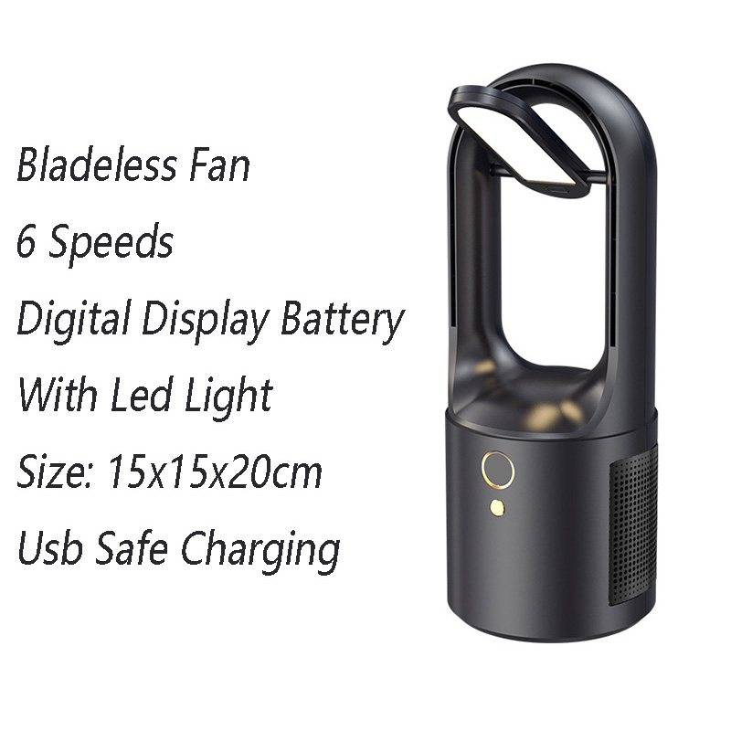 Bladeless Electric Auto Rotate Fan Easy Control Breeze Desk Fan ...