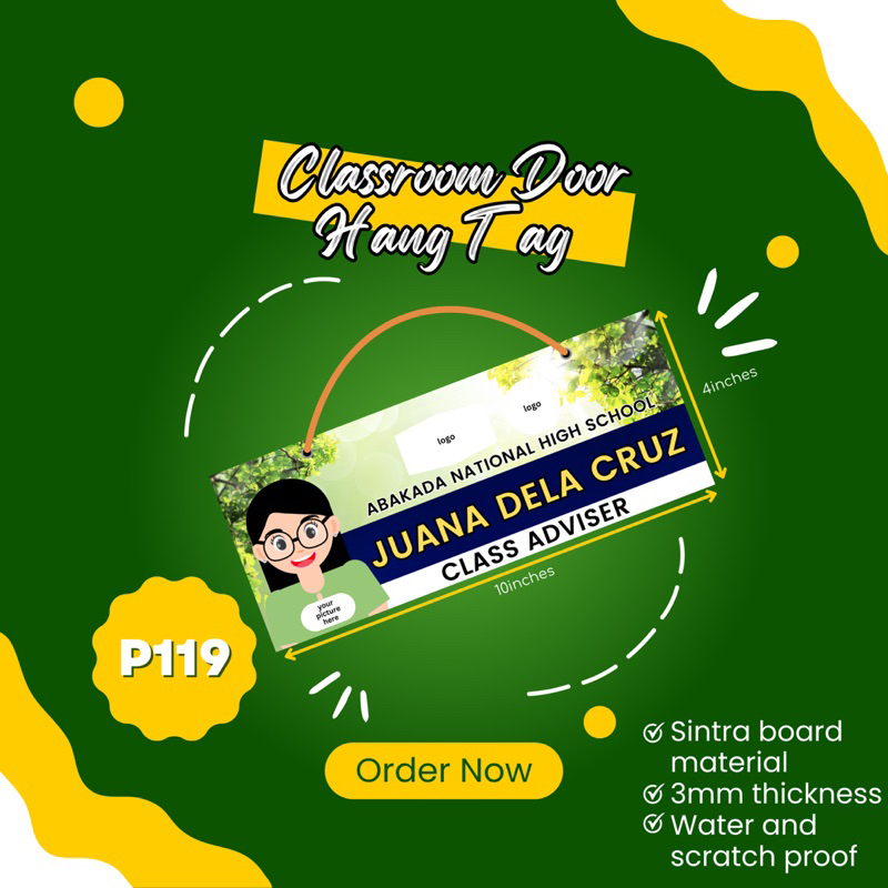 Personalized Classroom Hang Tag Door Signage Customized Afforable ...