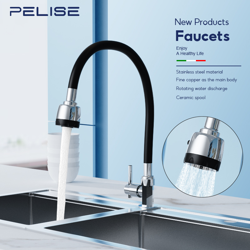 Pelise Kitchen Faucet 360° Flexible Pull Faucet with Sprayer Stainless ...