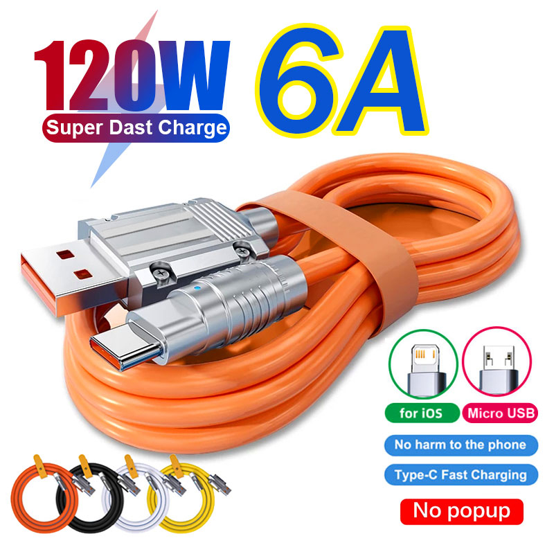 120W 6A Super Fast Charging Type-C Liquid Silicone Cable Quick Charge ...