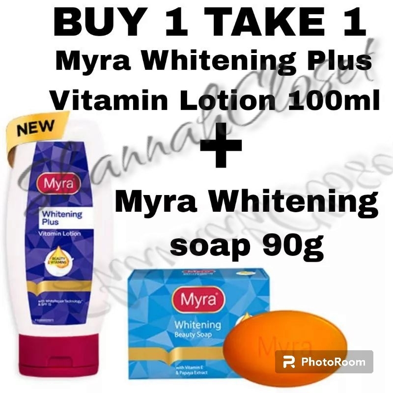 MYRA BUY 1 GET 1 WHITENING PLUS VITAMIN LOTION 100ml set MYRA WHITENING ...