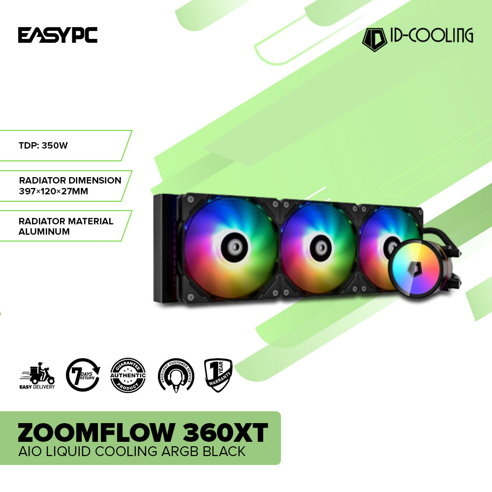 EasyPC | ID Cooling Zoomflow 240XT and 360XT AIO ARGB cpu Liquid Cooler| Black and White ...