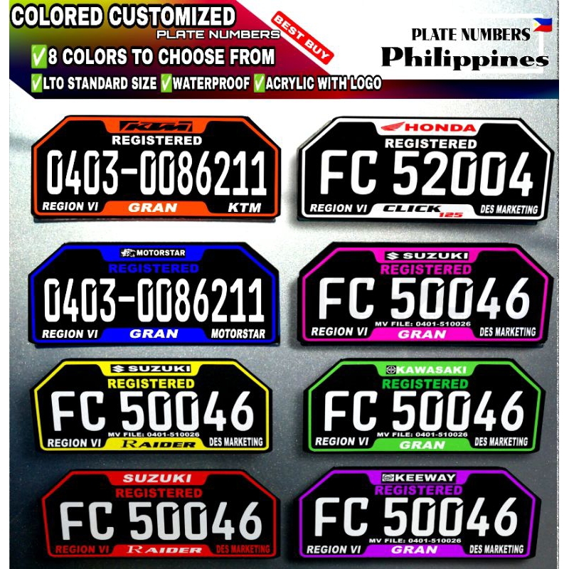 Colored Customize Plate Number Motorcycle | Shopee Philippines