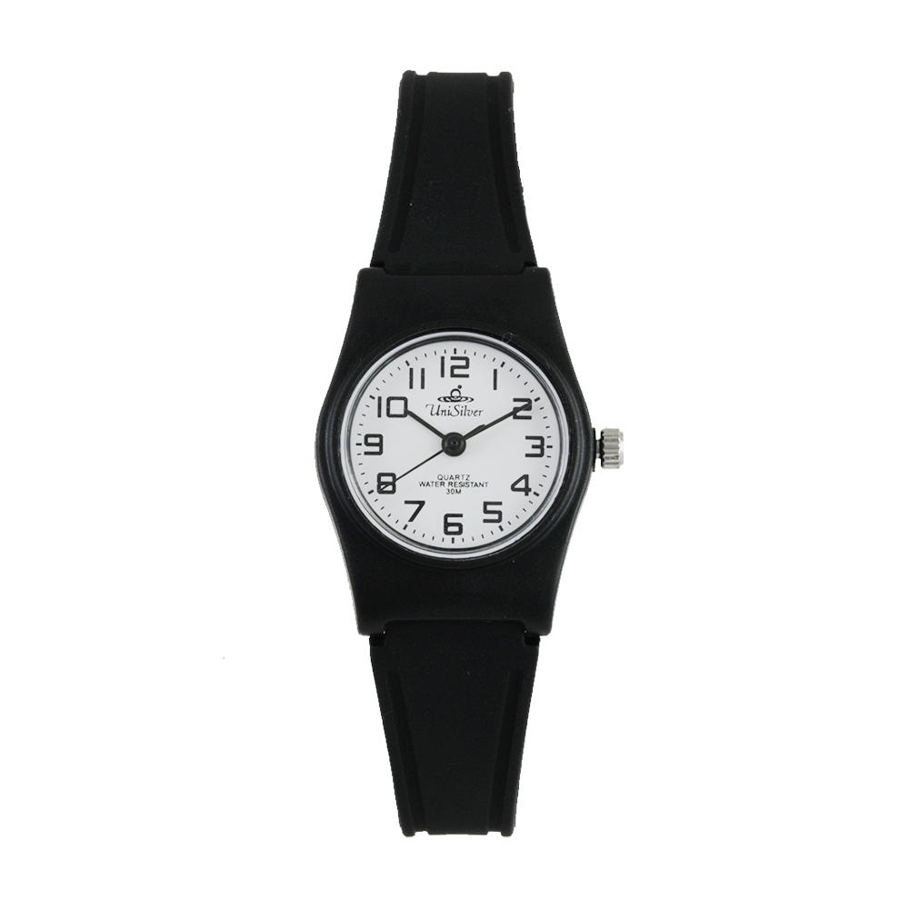UniSilver TIME Women's Small Analog Black/White Rubber KW4788-2001 ...