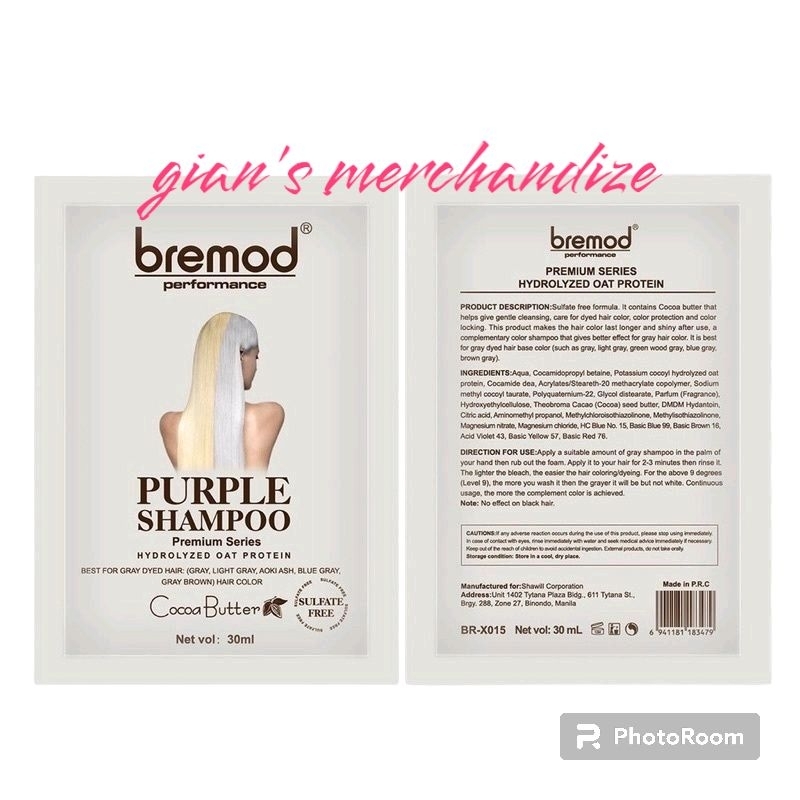 bremod purple shampoo 30ml | Shopee Philippines